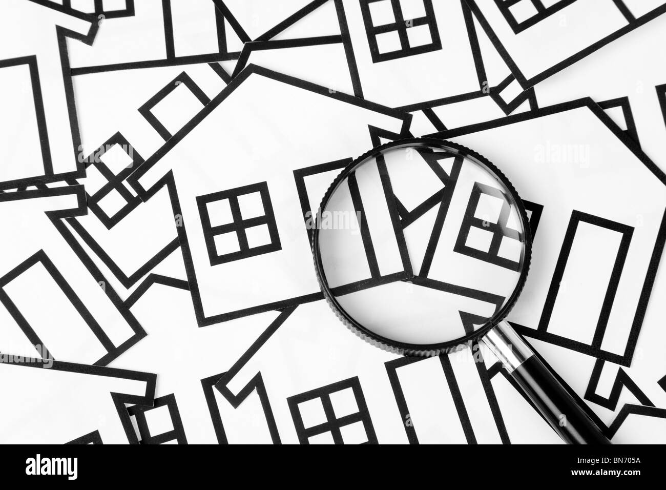 home sign and Magnifying Glass , Real Estate Concept Stock Photo - Alamy