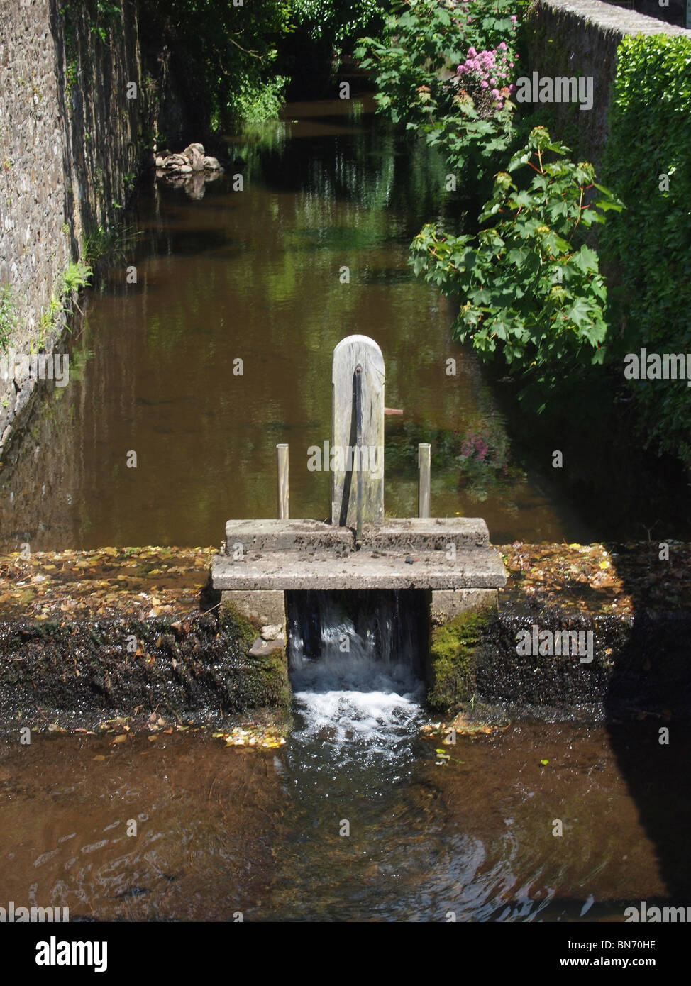 sluice on stream grounds of st davids cathedral pembrokeshire dyfed ...