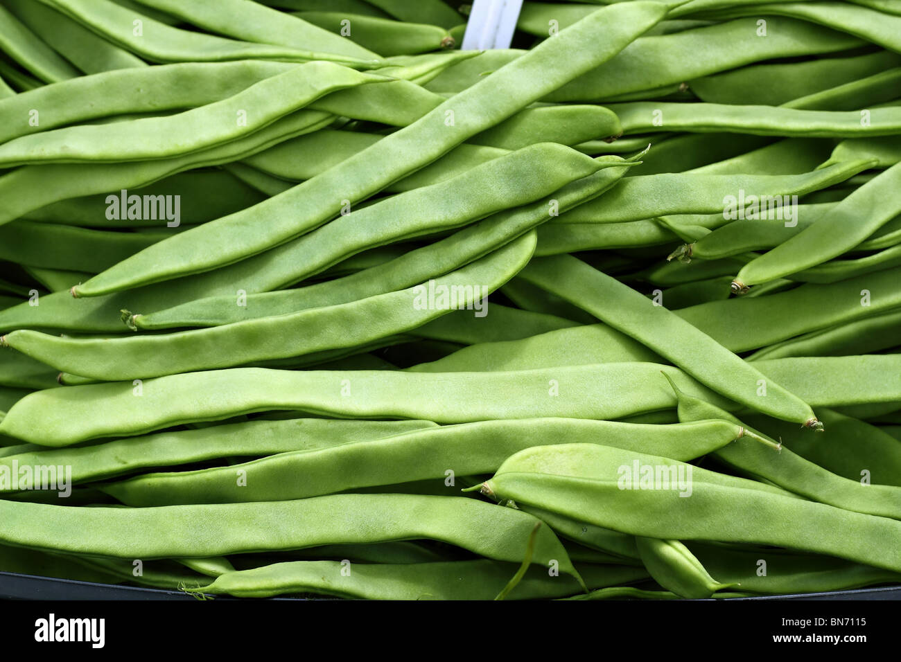 green beans vegetable texture in Spain market food background Stock ...