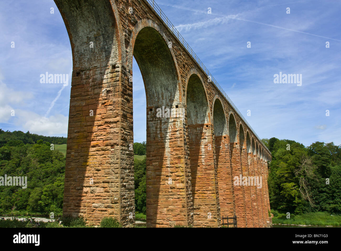 Leaderfoot Viaduct spanning the river Tweed in the Scottish Borders ...