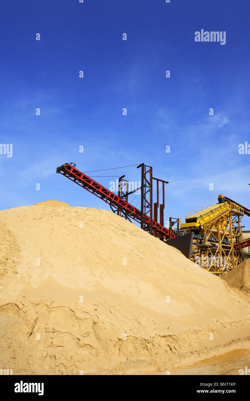 construction sand quarry mountain installation machinery Stock Photo ...