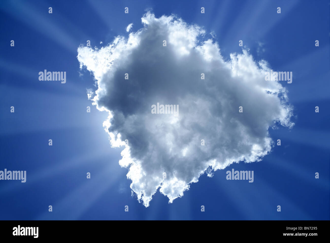 beam of sun cloud backlight magic light on blue sky Stock Photo - Alamy