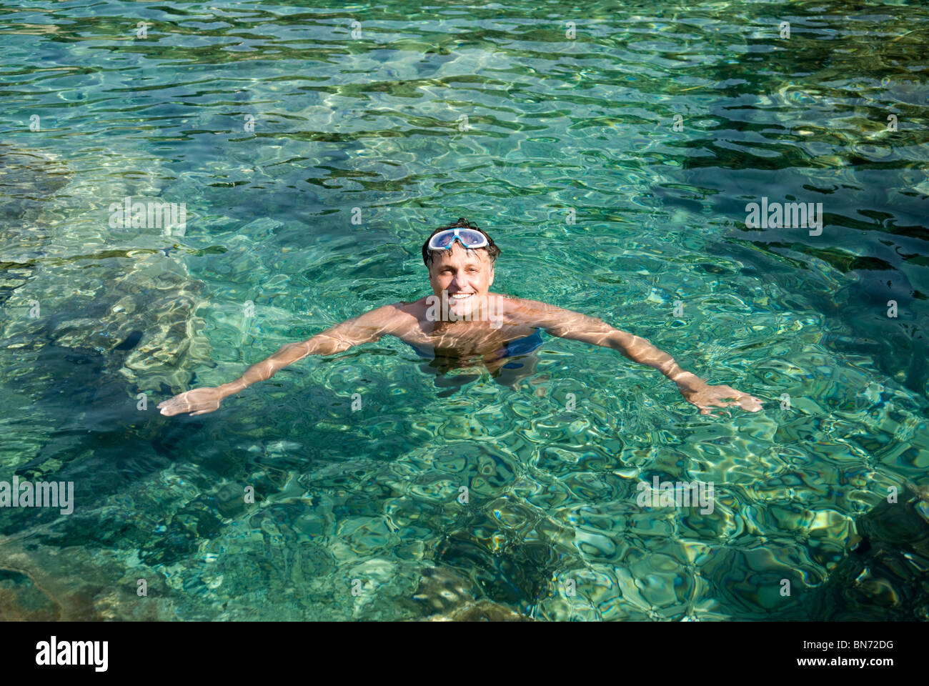 Man treading water in sea hi-res stock photography and images - Alamy