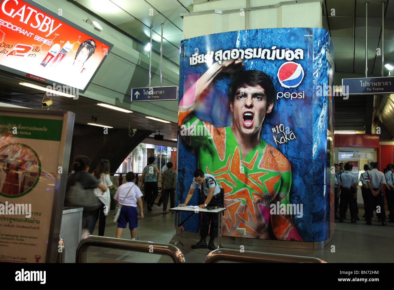 Pepsi Worldcup 2010 advertisement at BTS Station , Bangkok Stock Photo ...