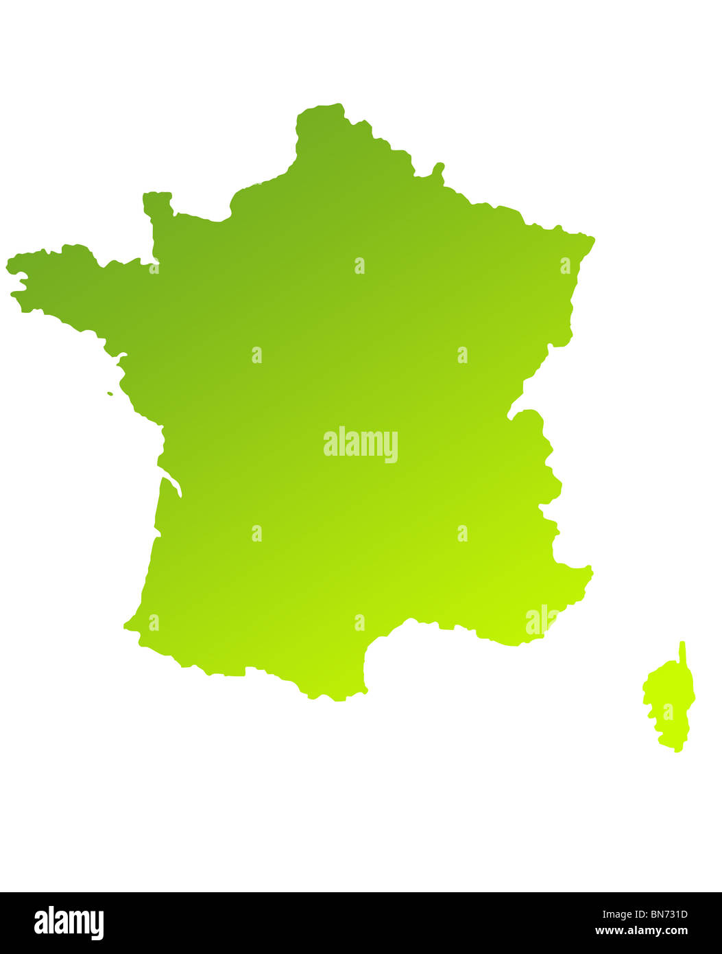 Green gradient map of France isolated on a white background Stock Photo ...