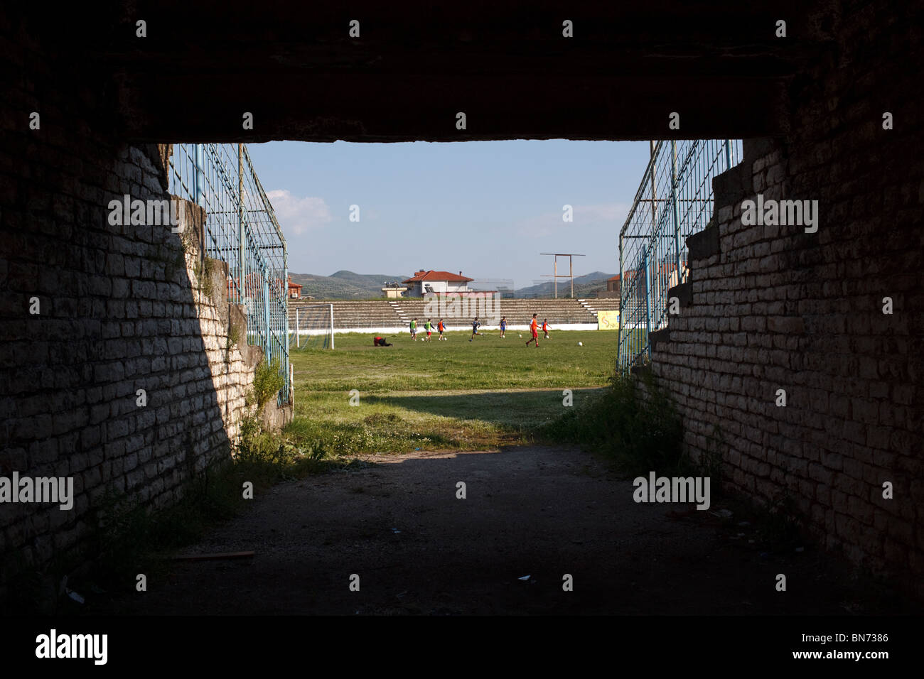 Football practice at KS Tomori Berat stadium, Berati, Albania Stock ...