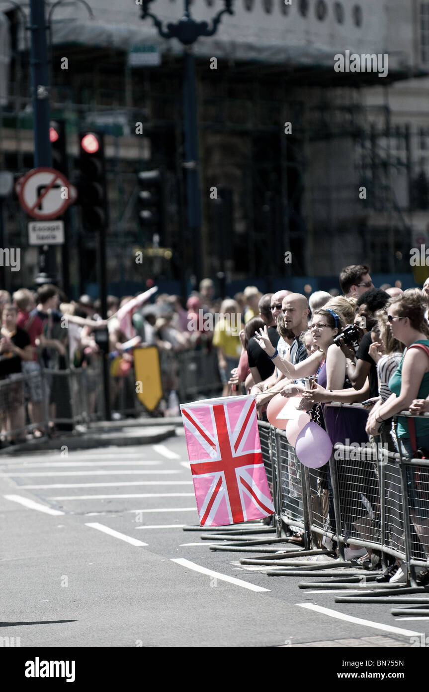 A pink union jack at the Pride London celebrations Stock Photo - Alamy