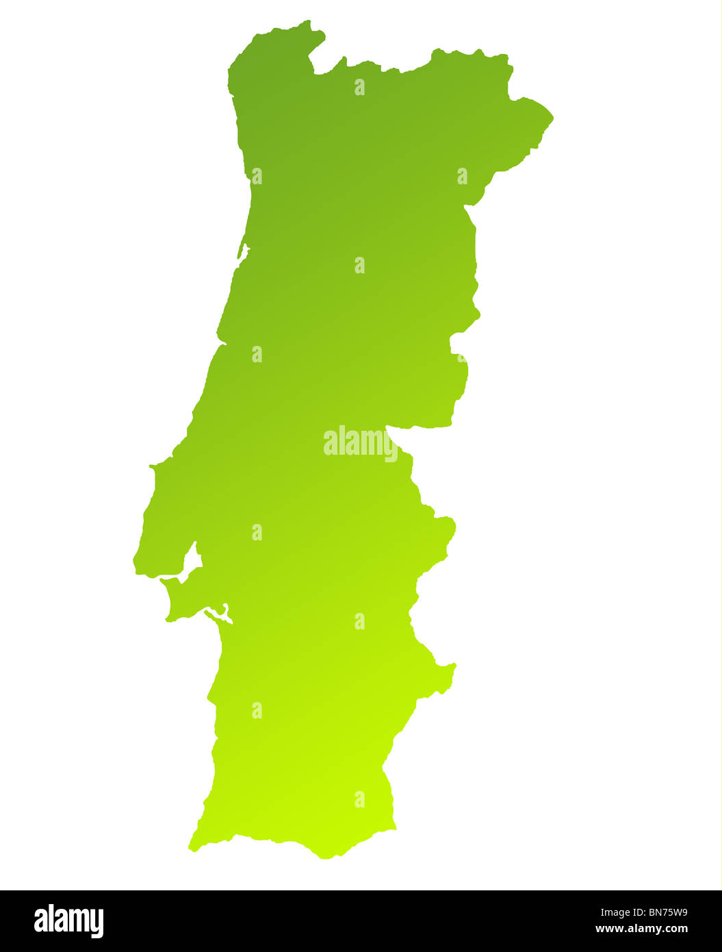 Green gradient map of Portugal isolated on a white background Stock ...