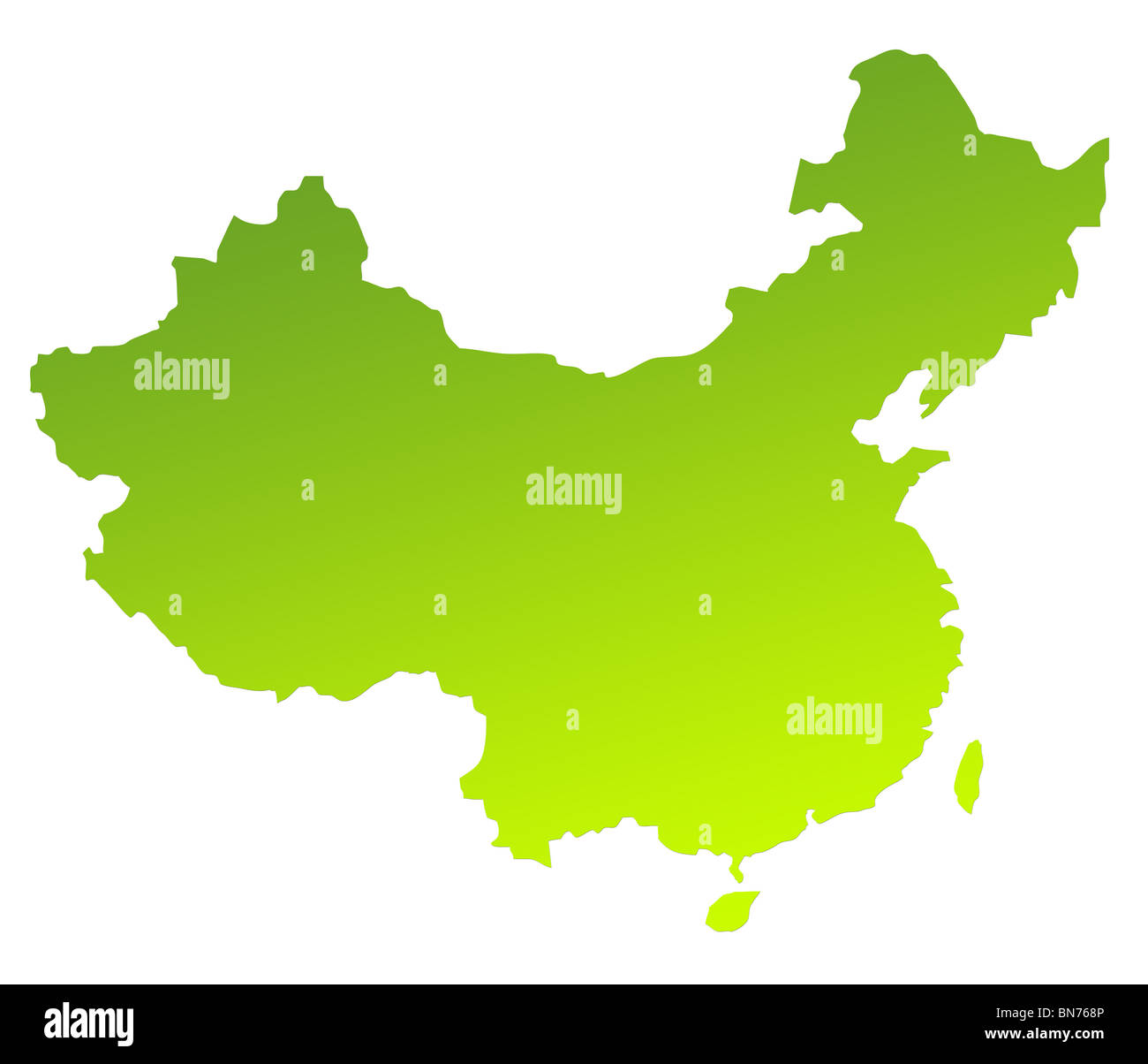 Green gradient map of China isolated on a white background Stock Photo ...