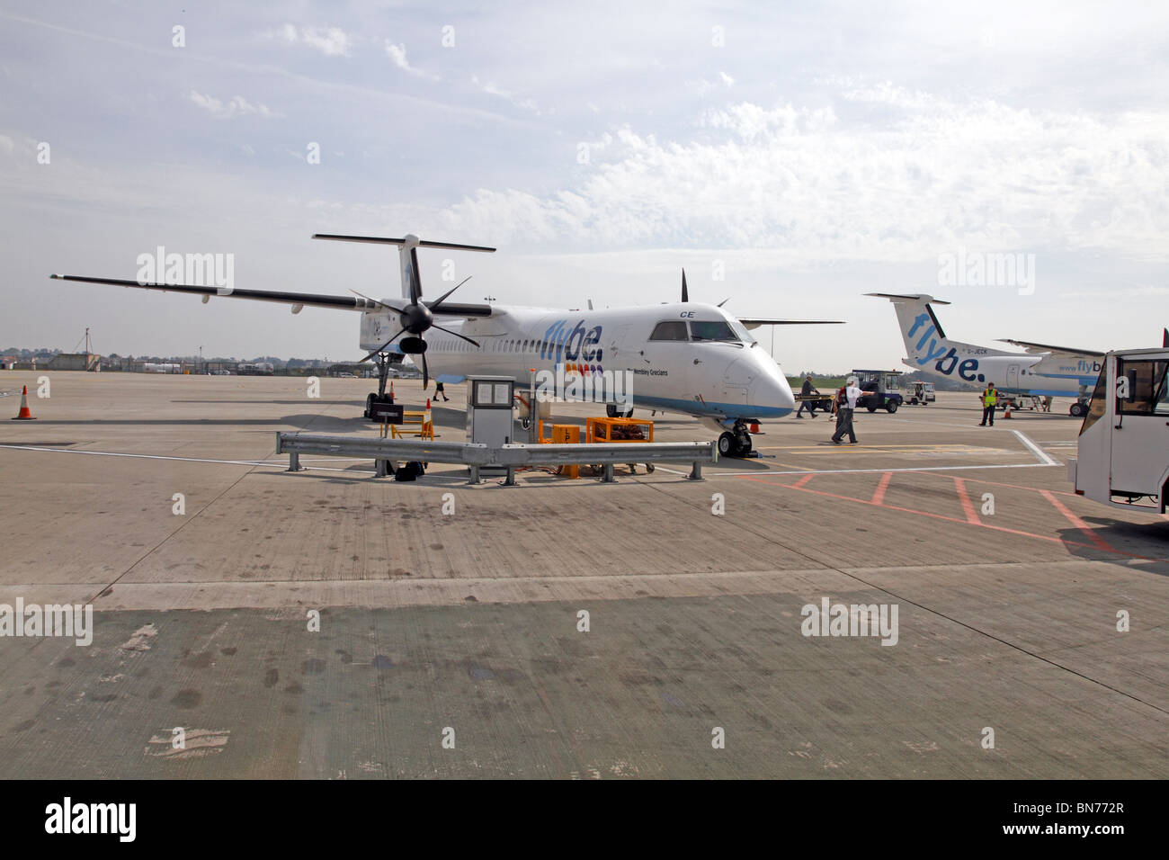 Flybe plane on the tarmac at Jersey Airport Stock Photo - Alamy