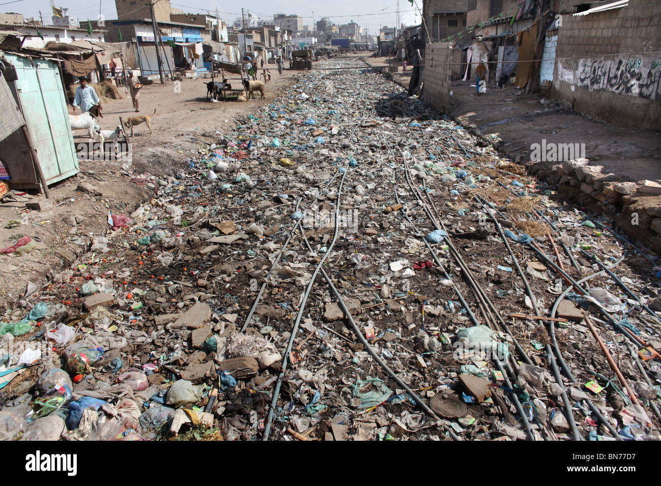'Musquito colony' is a slum area in Karachi, Pakistan Stock Photo ...