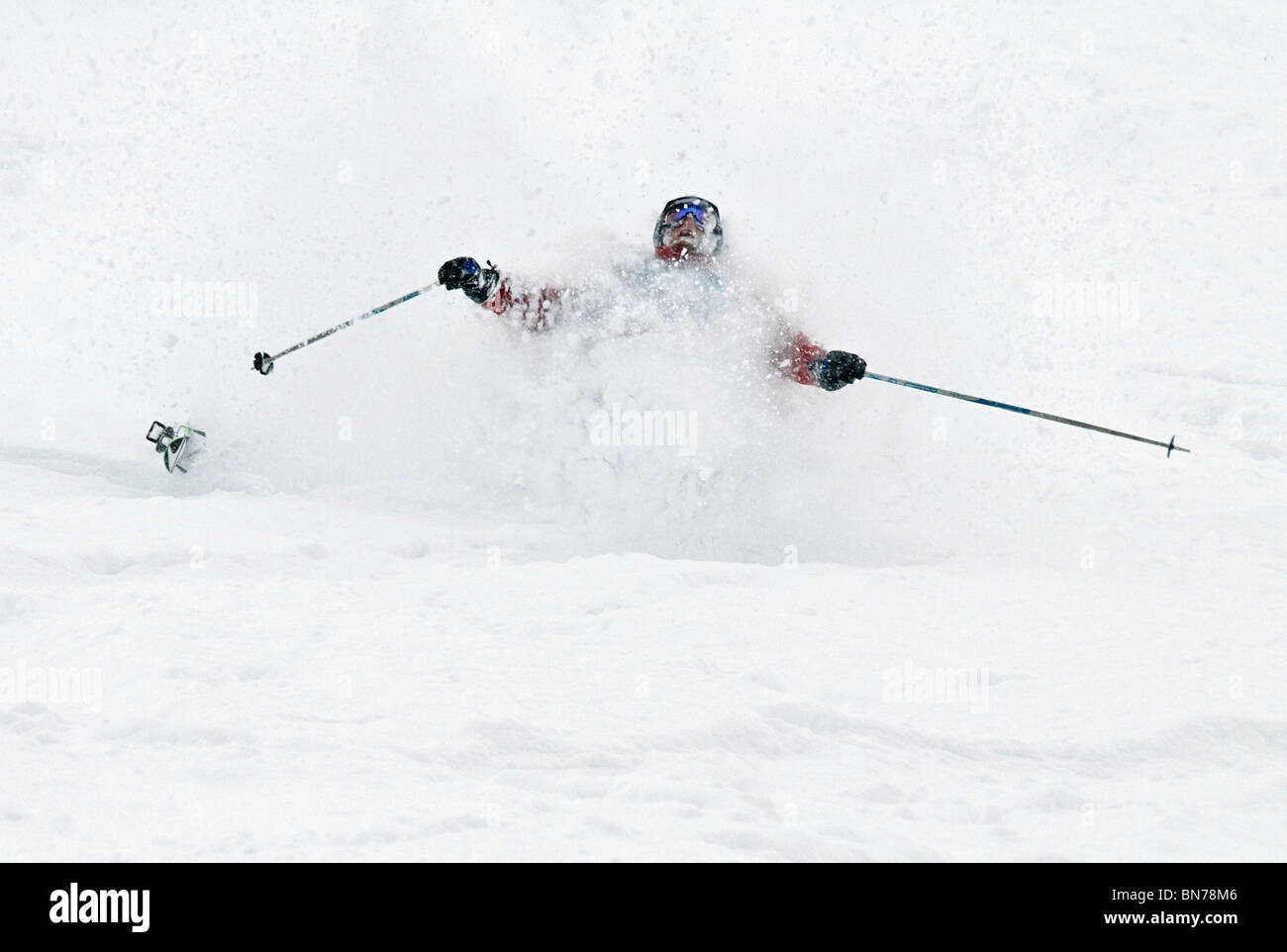 An extreme skier wrecks at the Mountain Sports International, Freesking ...