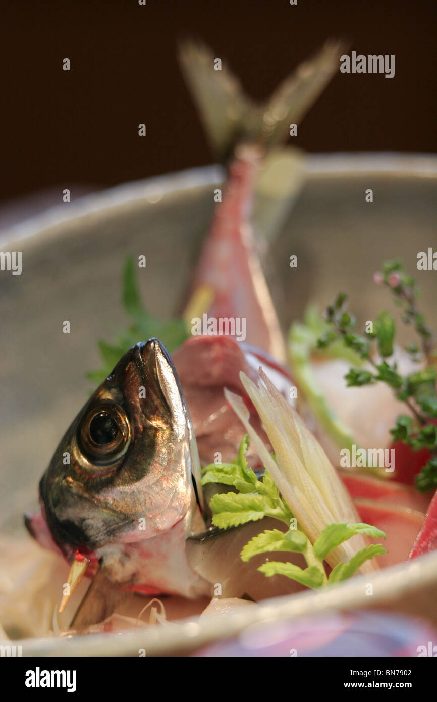 Seafood sashimi in the 'Sasano' izakaya restaurant in Tokyo Japan Stock ...
