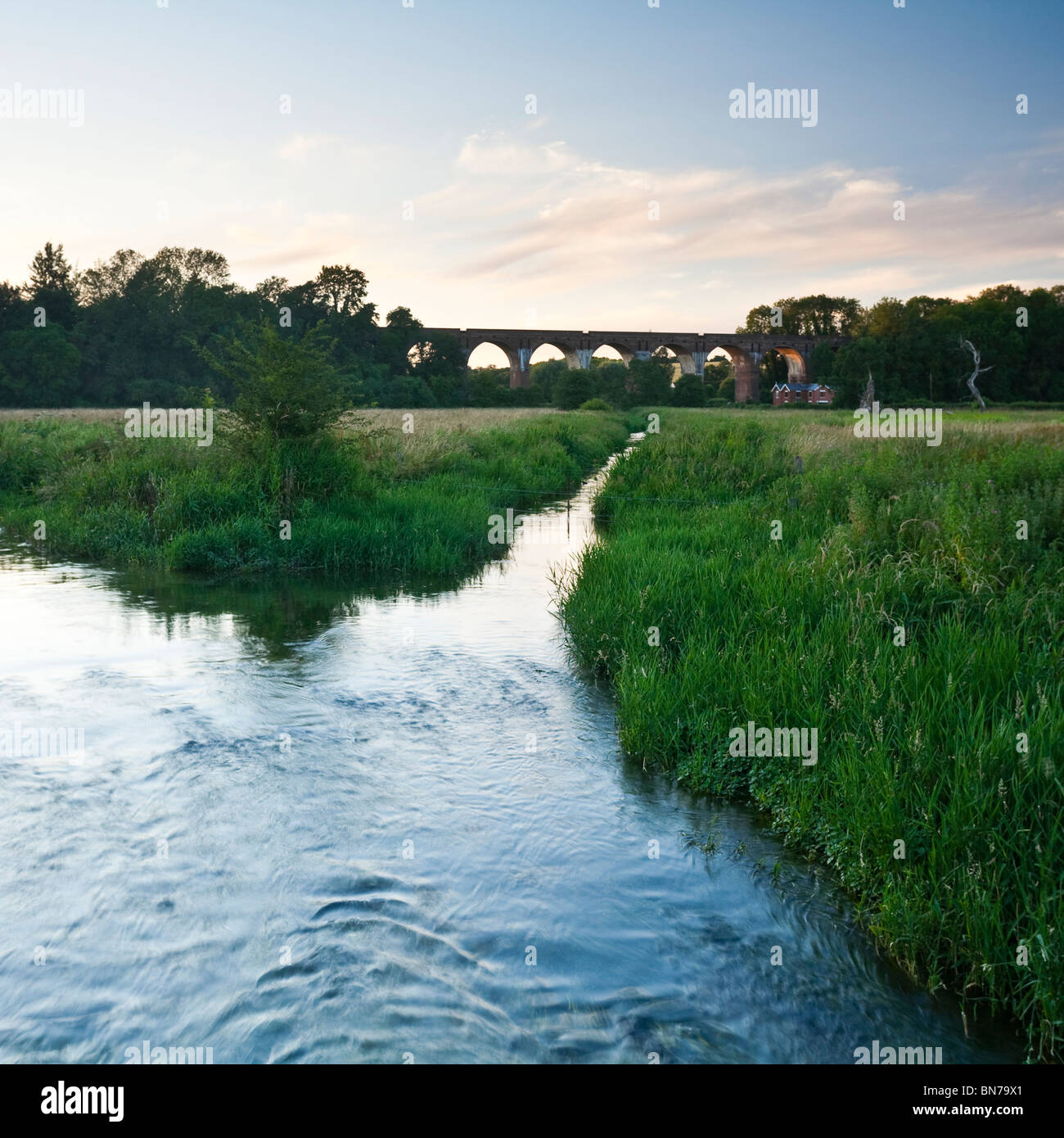 St Mary Bourne railway viaduct viewed from the Bourne Rivulet Hampshire ...