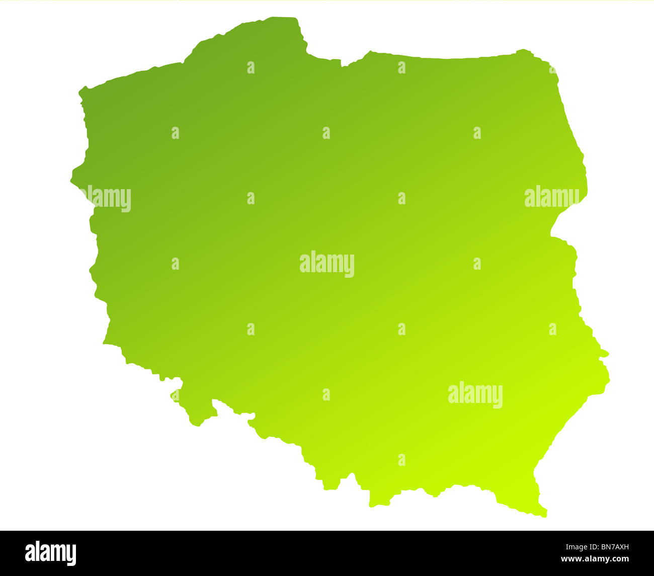 Green gradient map of Poland solated on a white background Stock Photo ...