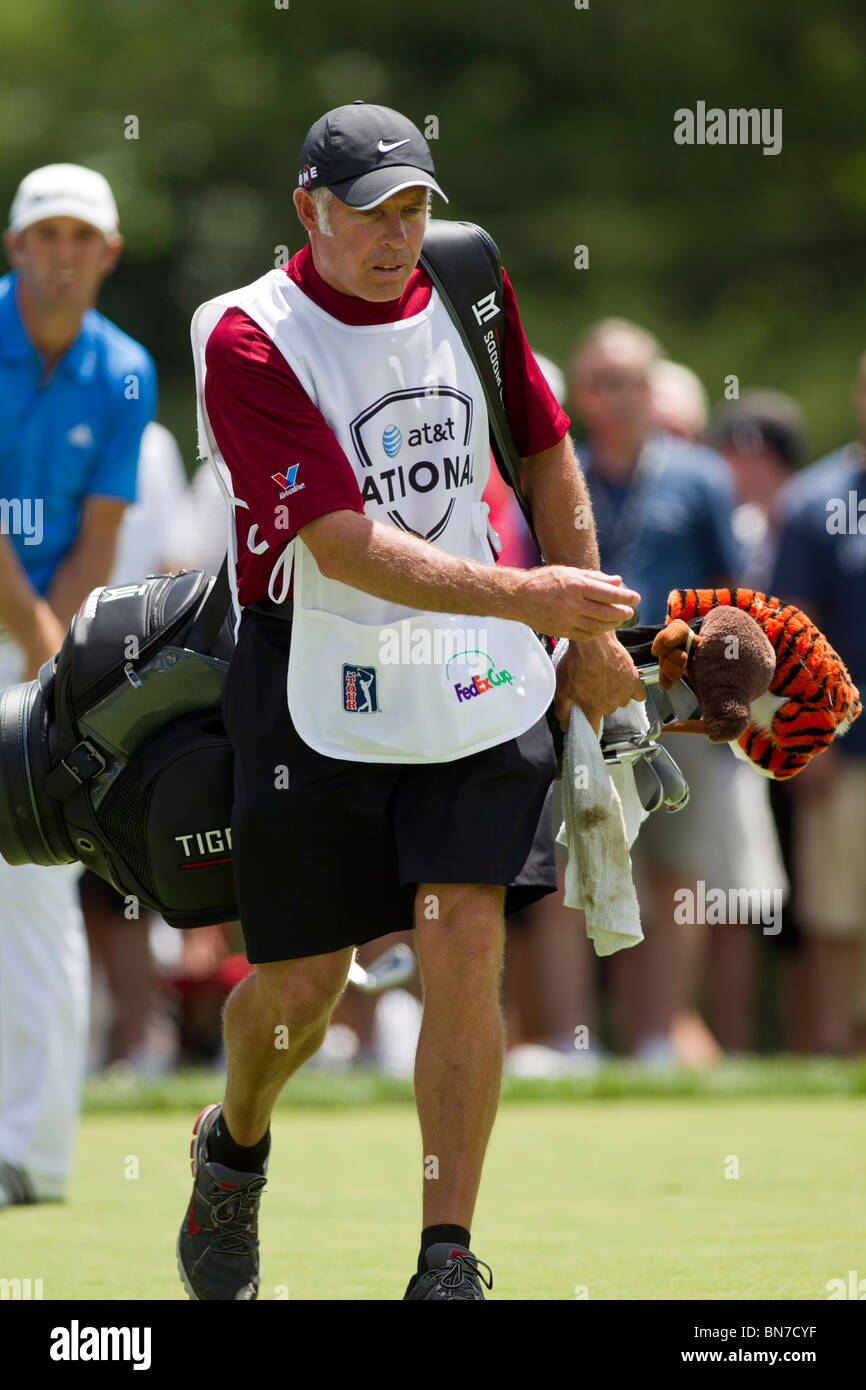 Tiger Woods' caddy Steve Williams at the 2010 AT&T National Stock Photo ...