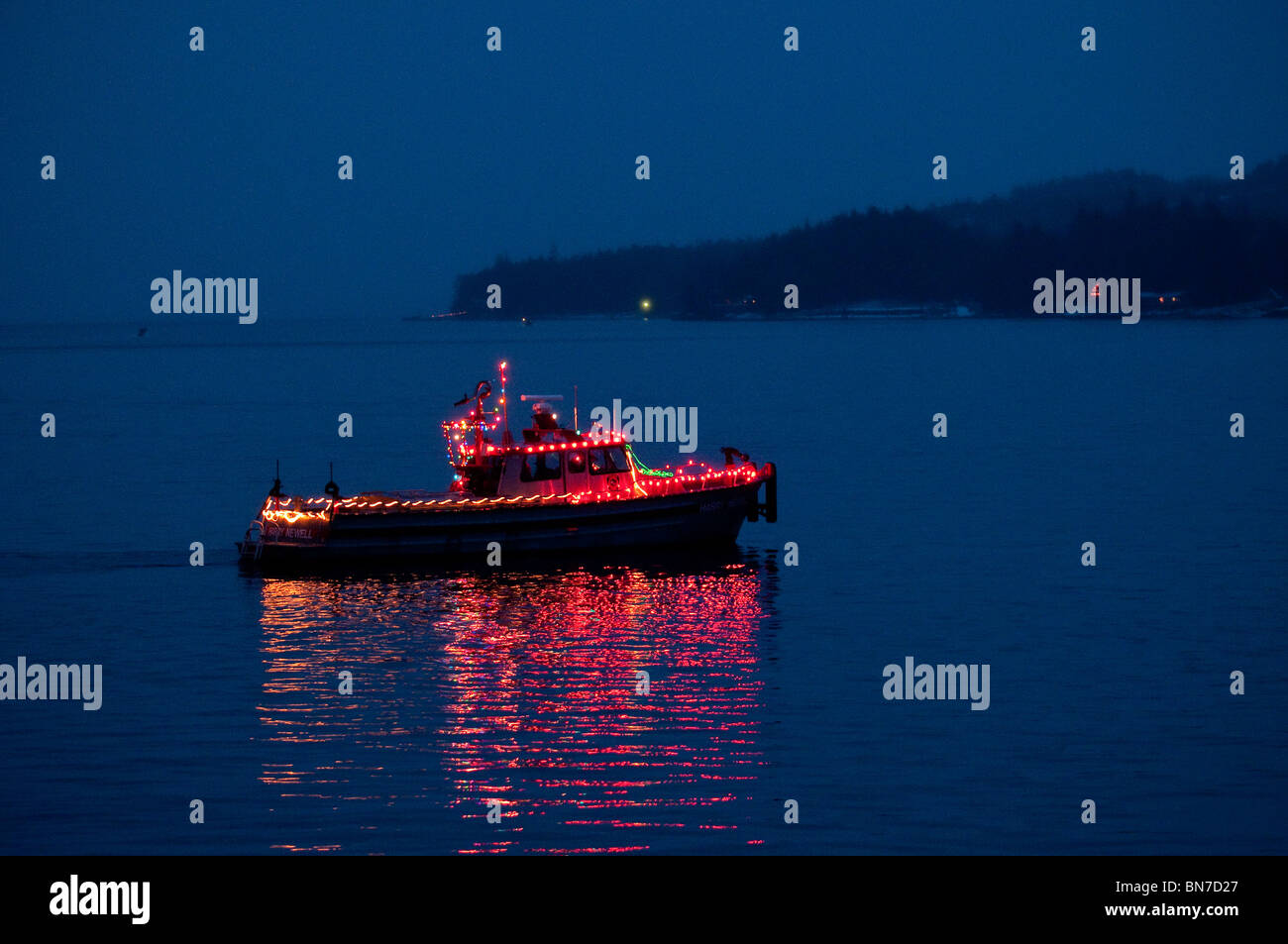 City of Ketchikan fire boat decorated for the Holiday Boat Parade ...