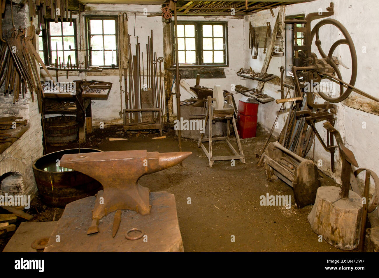 Inside the old forge workshop Stock Photo - Alamy
