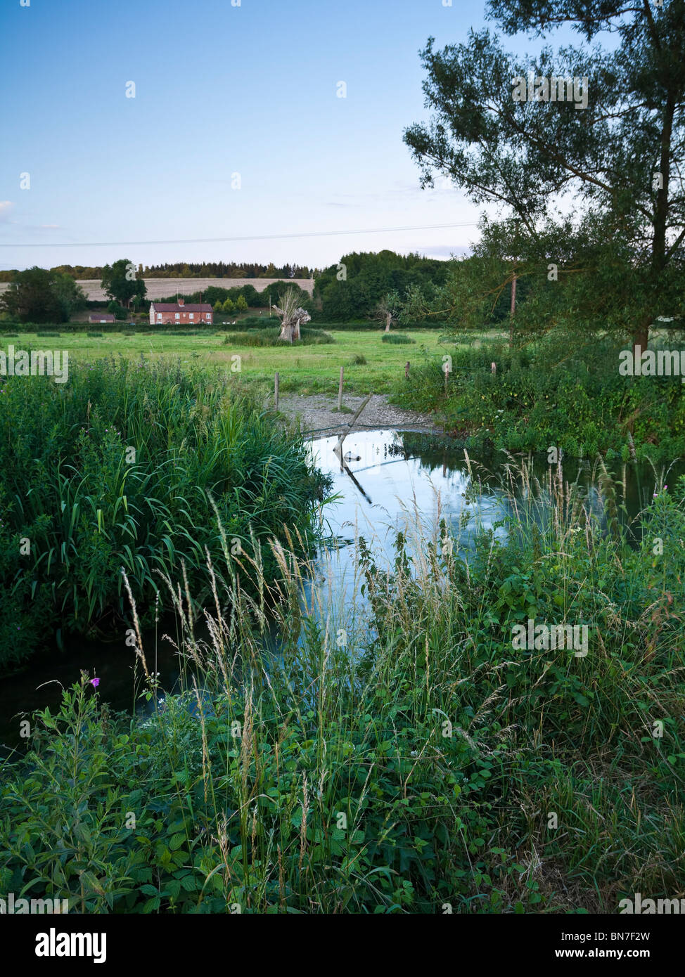 Cottage and Bourne Rivulet near St Mary Bourne Hampshire UK Stock Photo ...