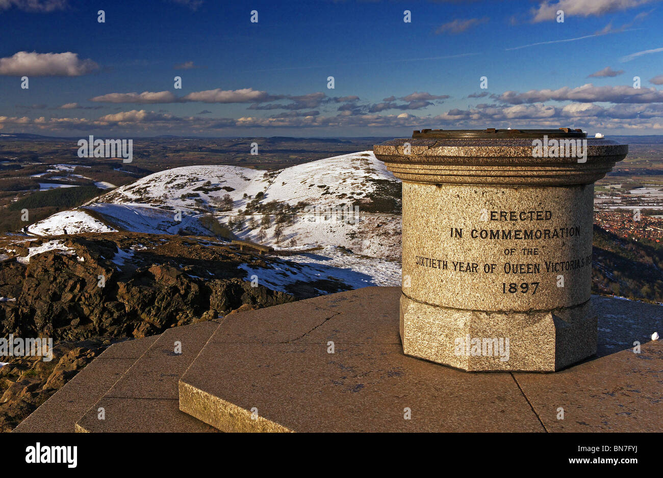 lookout dedicated to Queen Victoria on Worcester Beacon on the Malvern ...