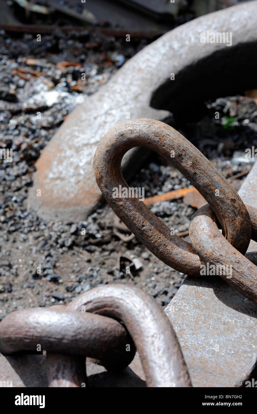 Anchor chain links with part of an anchor Stock Photo - Alamy