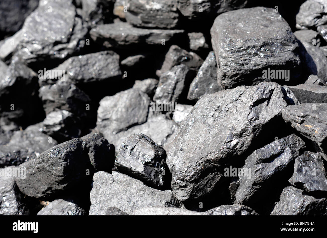 Lumps of uncovered coal in a heap waiting to be burnt Stock Photo - Alamy