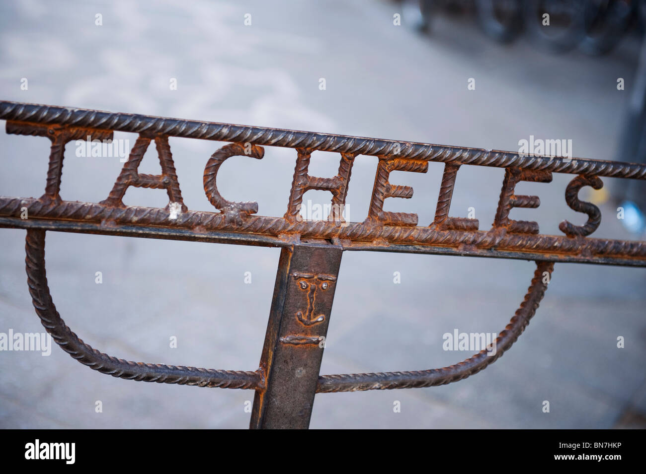Steel sign at entrance to Tacheles art workshop space on Oranienburger ...