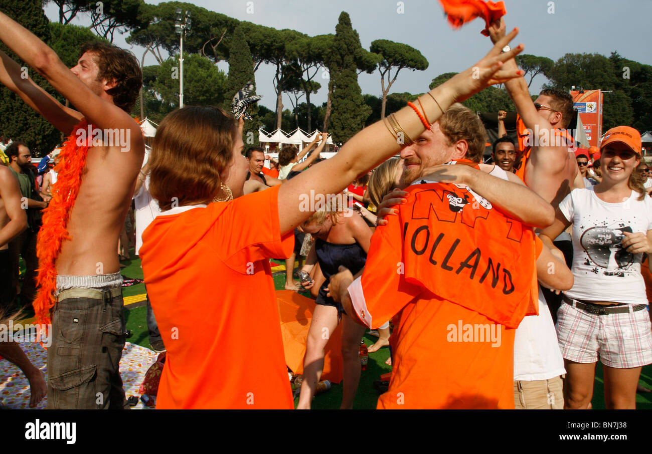 dutch supporters celebrating the victory over brazil at world cup fan ...