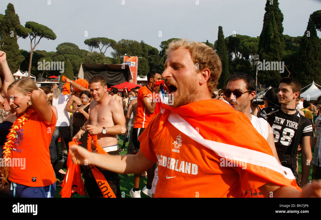 dutch supporters celebrating the victory over brazil at world cup fan ...