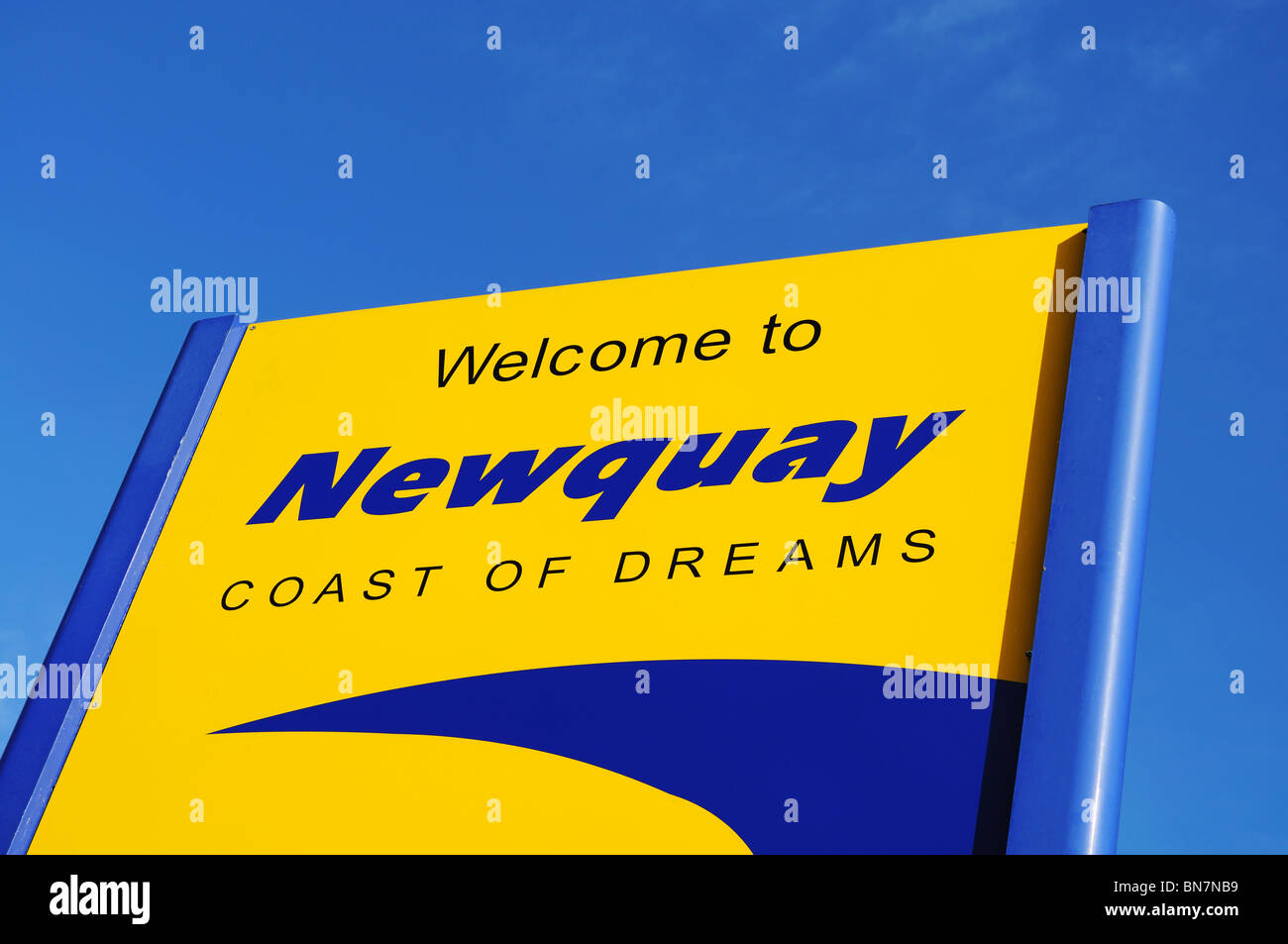 the welcome sign at newquay in cornwall, uk Stock Photo - Alamy