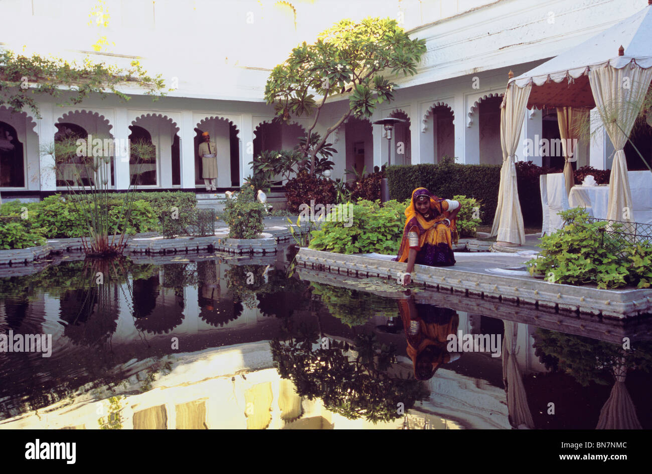 Udaipur's legendary Lake Palace Jag Niwas Hotel features a lily pond ...