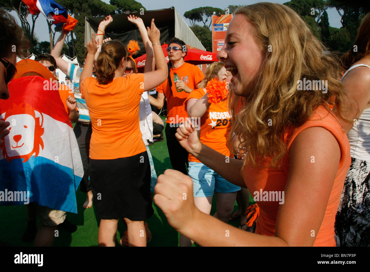 dutch supporters celebrating the victory over brazil at world cup fan ...