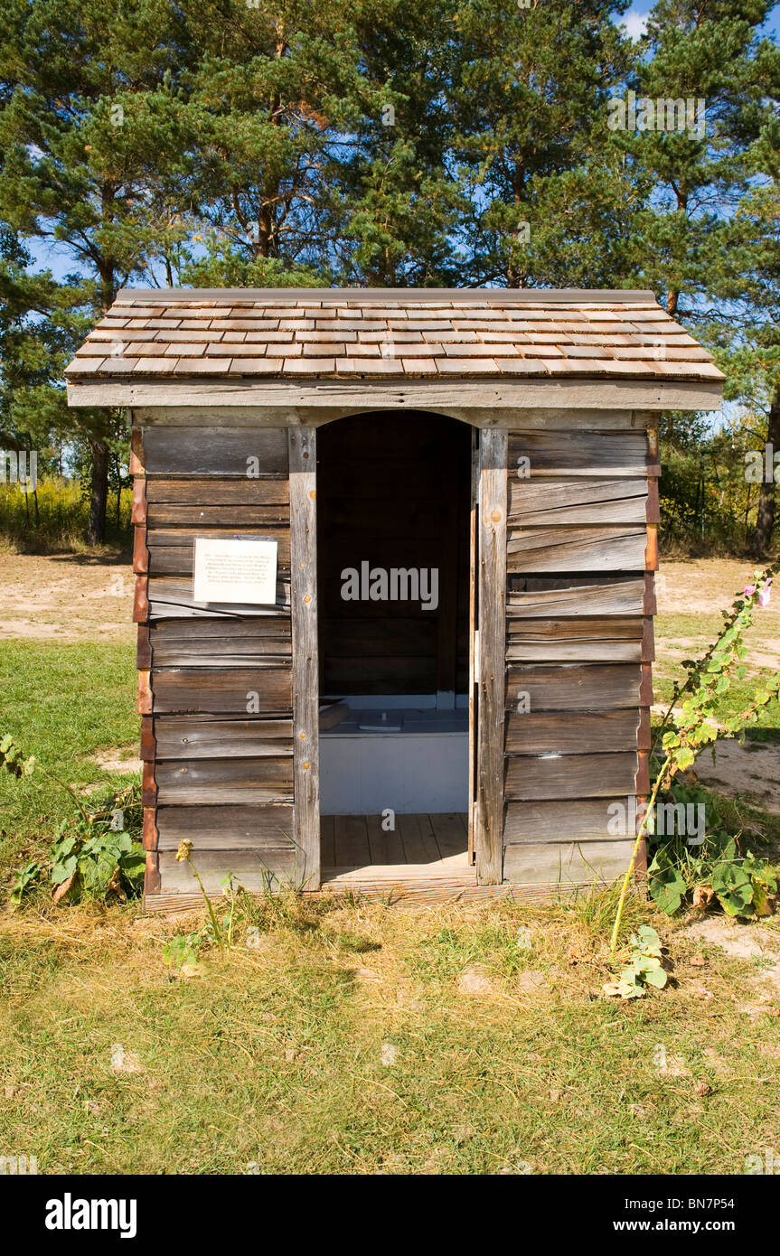 Historic twin hole outhouse circa 1875 Stock Photo - Alamy