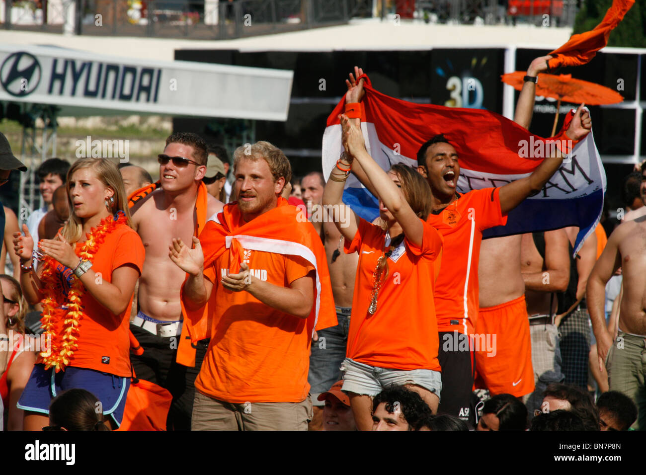 dutch supporters celebrating the victory over brazil at world cup fan ...