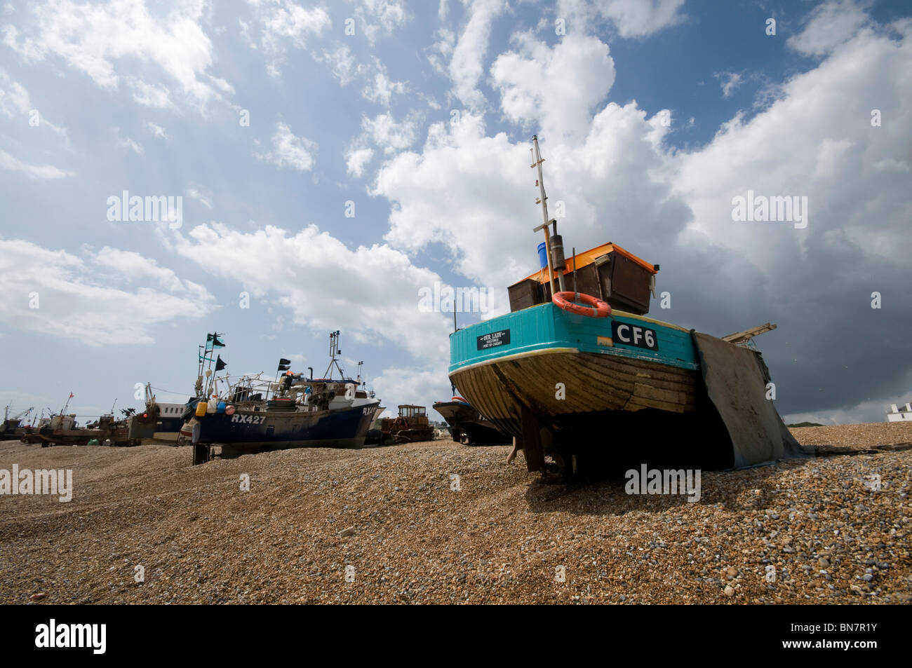 Hastings fishing boats fishermans huts and beach east sussex england uk ...