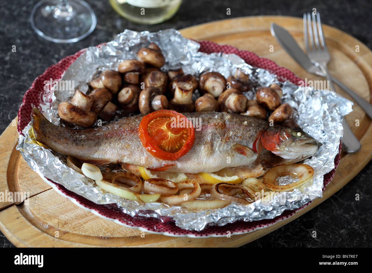 Trout fish food Stock Photo - Alamy