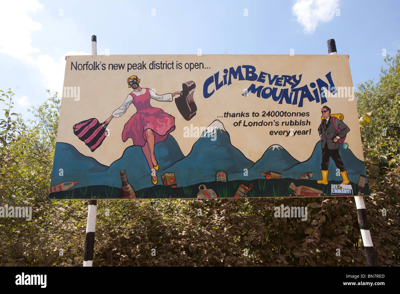 Environmental warning billboard signs at the Glastonbury Festival 2010 ...