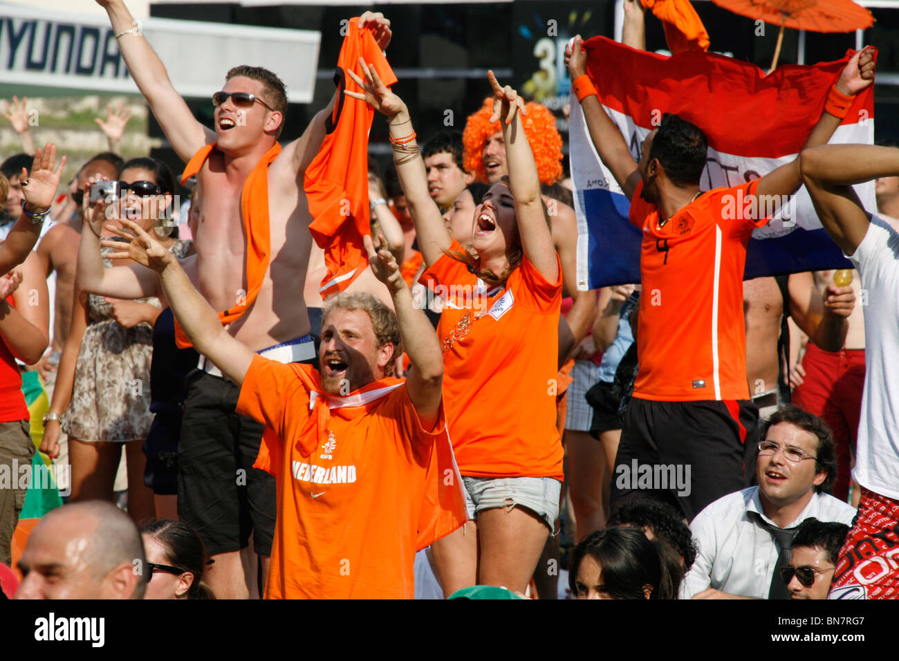 dutch supporters celebrating the victory over brazil at world cup fan ...