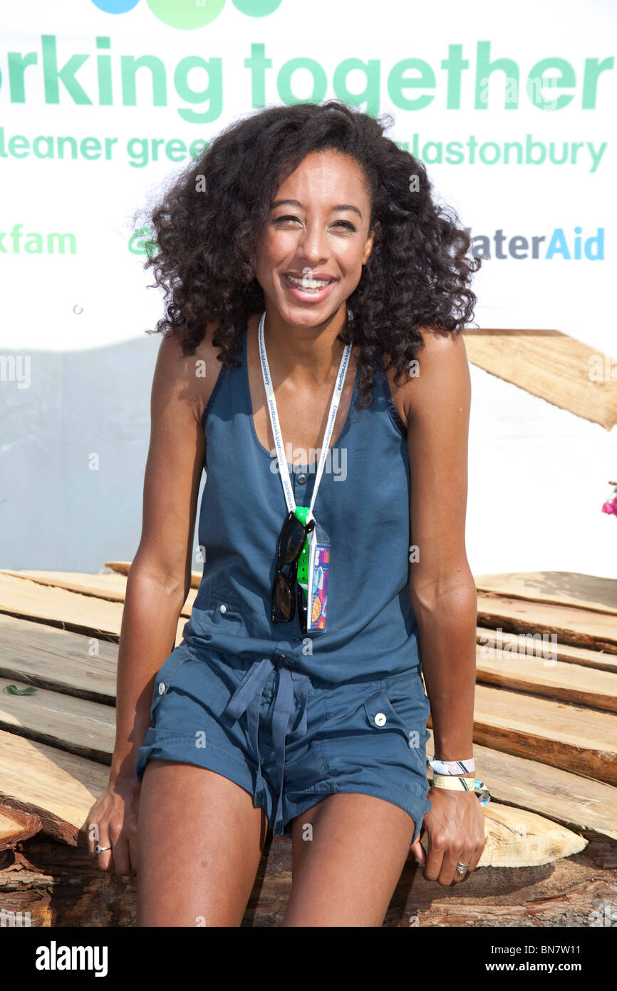 Corinne Bailey Rae backstage at the Glastonbury festival 2010. Somerset ...