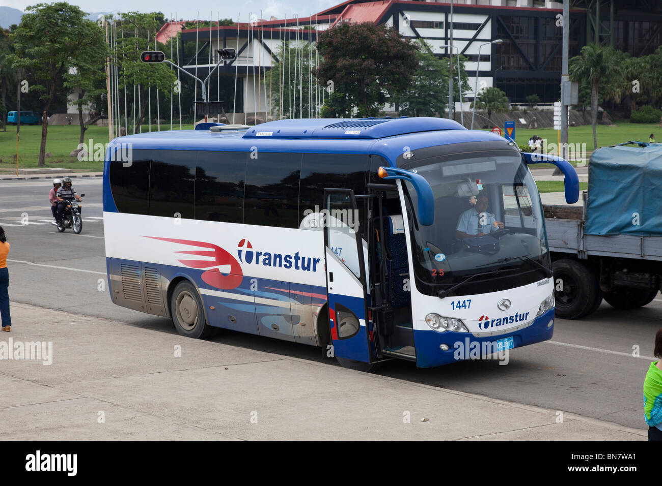 a Transtur tourist bus in cuba Stock Photo - Alamy