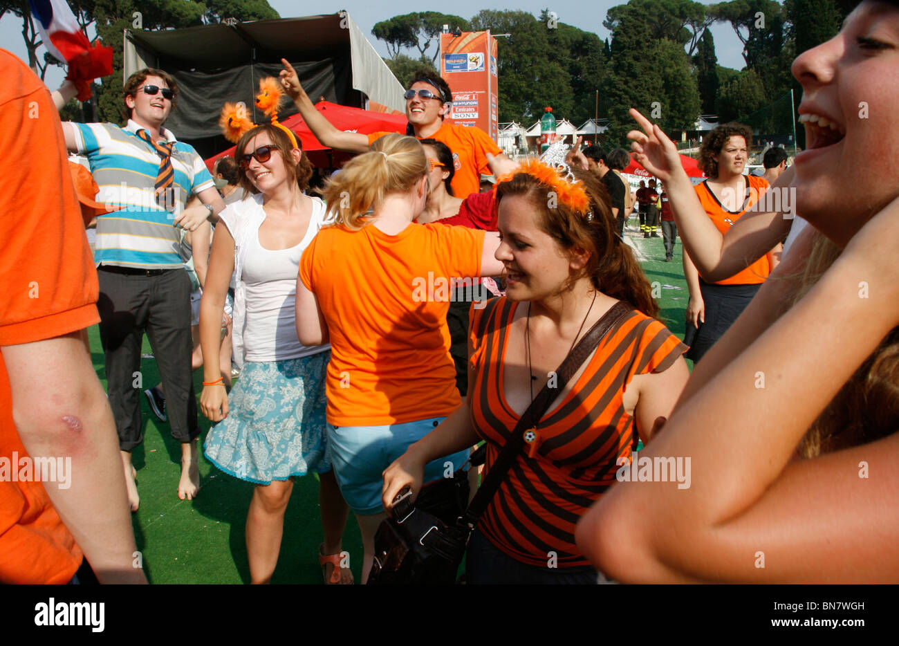 dutch supporters celebrating the victory over brazil at world cup fan ...