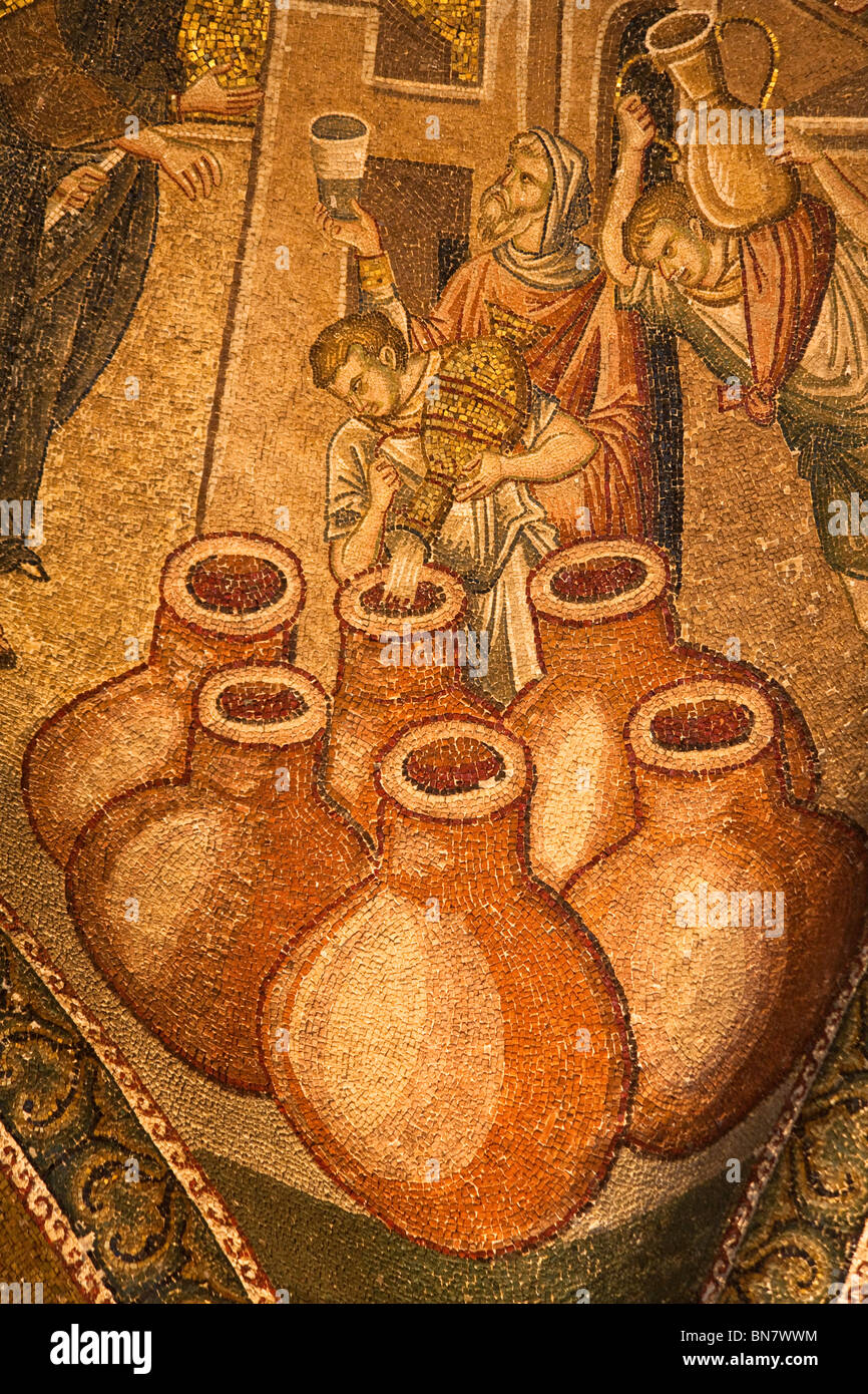 The Wedding At Cana Miracle mosaic inside The Narthex, Chora Museum ...