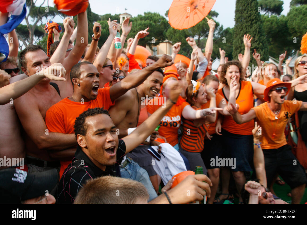 dutch supporters celebrating the victory over brazil at world cup fan ...