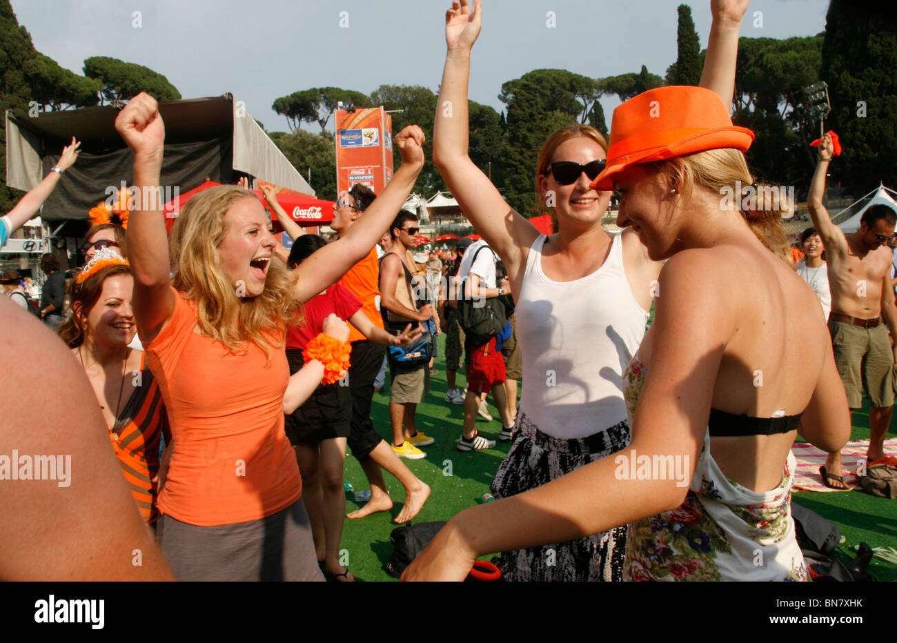 dutch supporters celebrating the victory over brazil at world cup fan ...