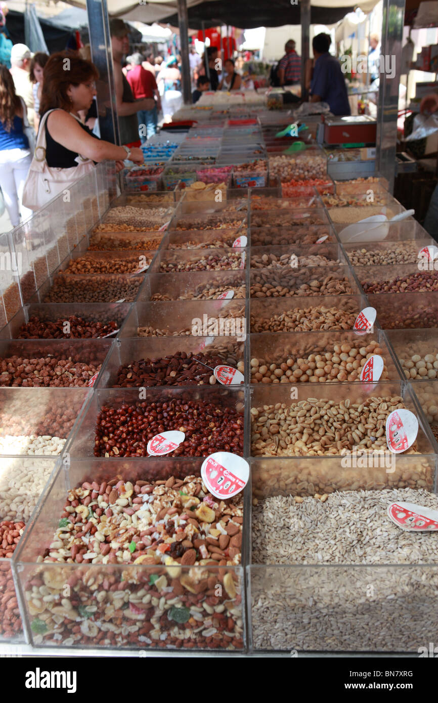 mixed nuts sale market Stock Photo - Alamy