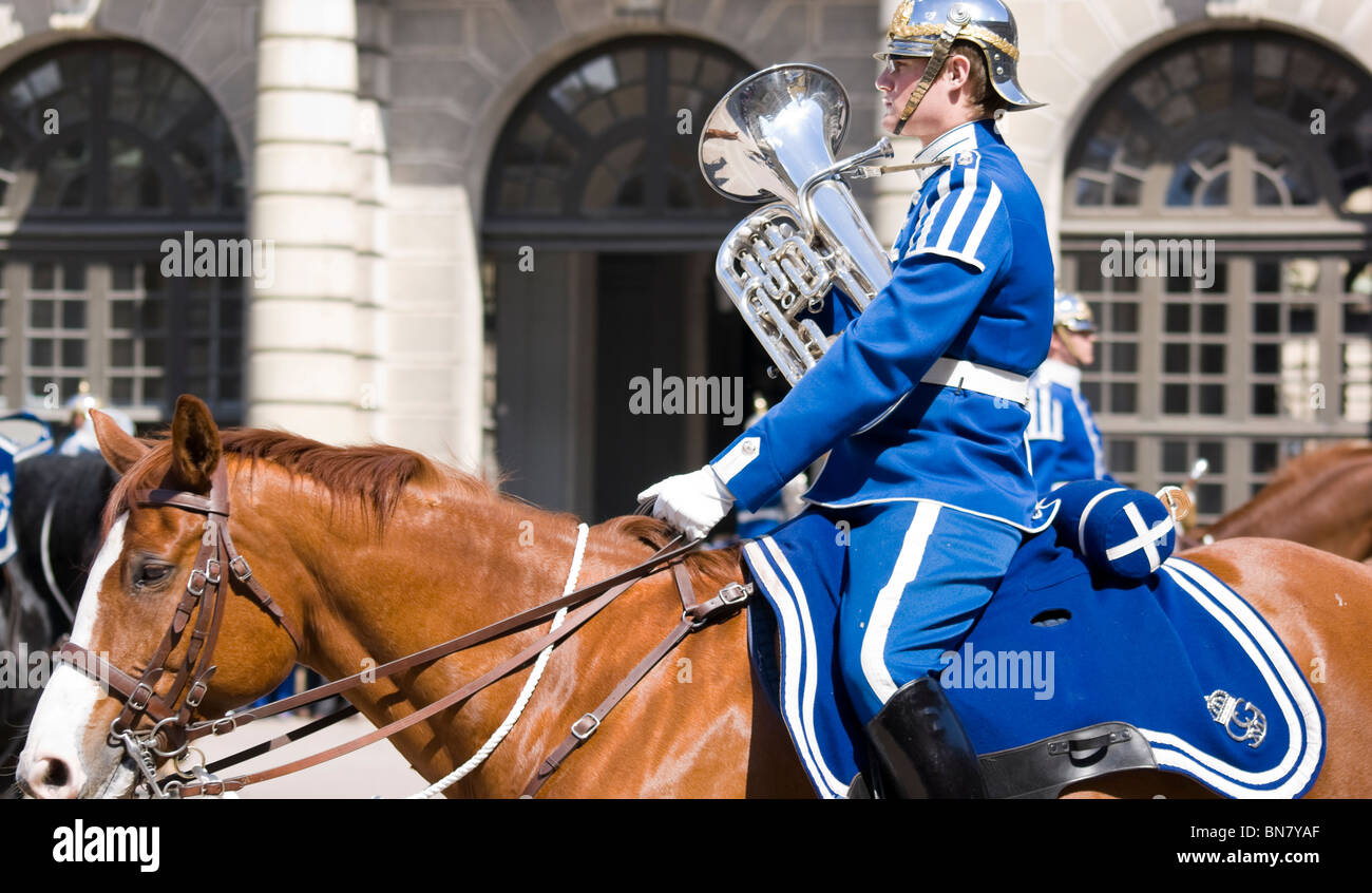 Swedish Royal Guard at the daily changing of the guard at the royal ...