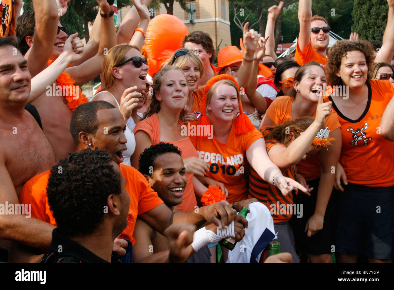 dutch supporters celebrating the victory over brazil at world cup fan ...