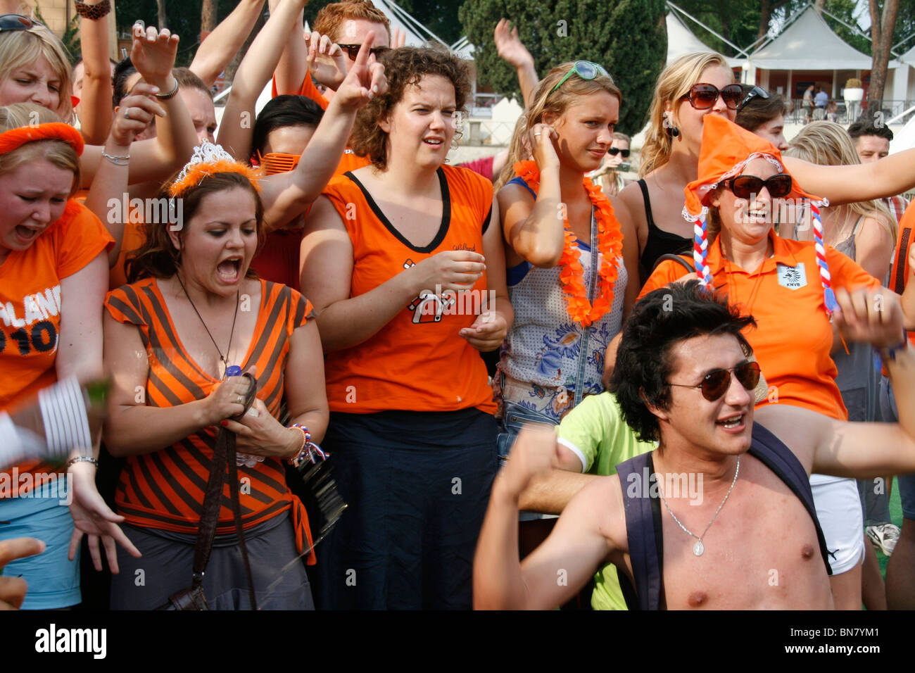 dutch supporters celebrating the victory over brazil at world cup fan ...