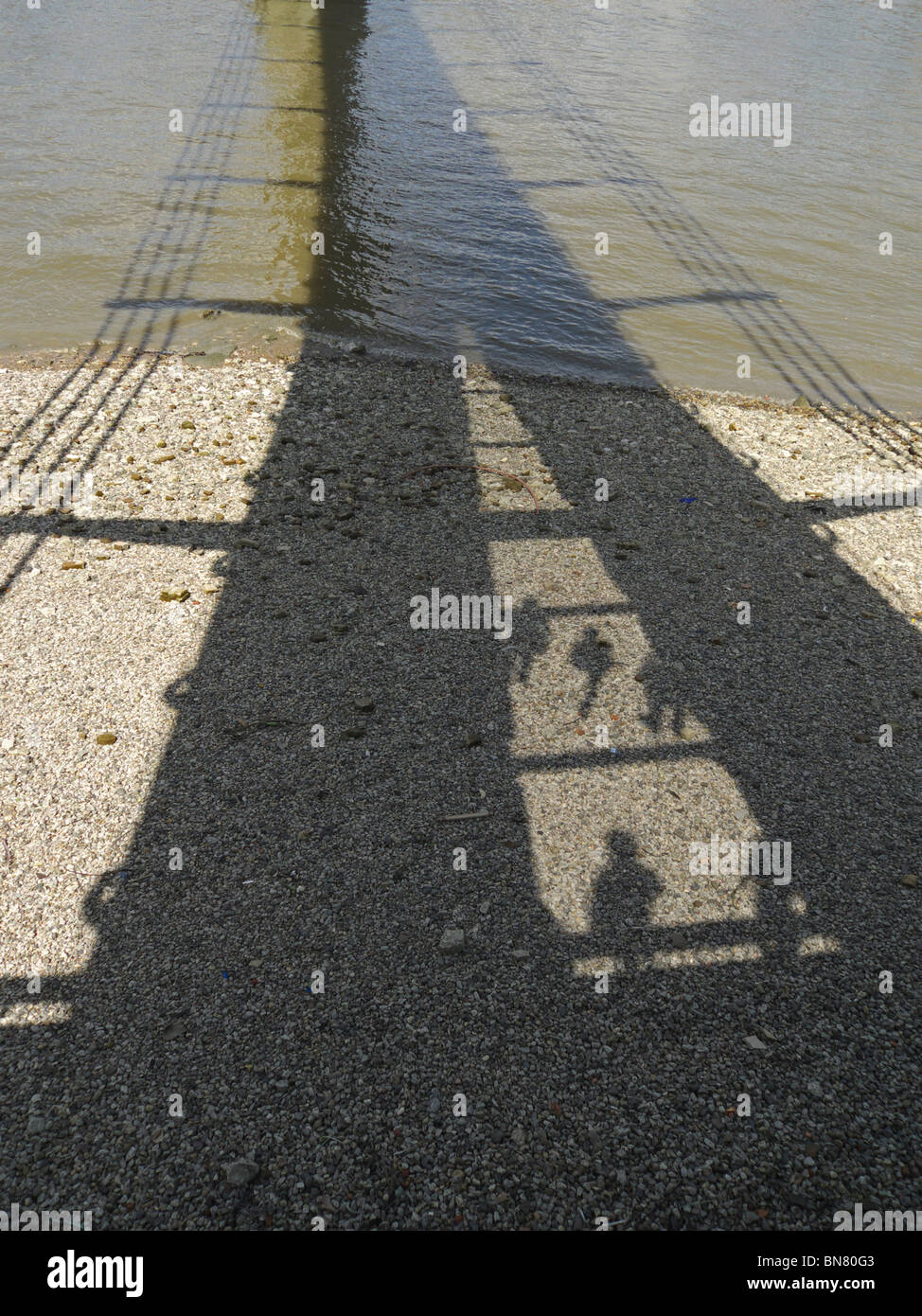 Shadows from under the Millennium Bridge, London, England Stock Photo ...