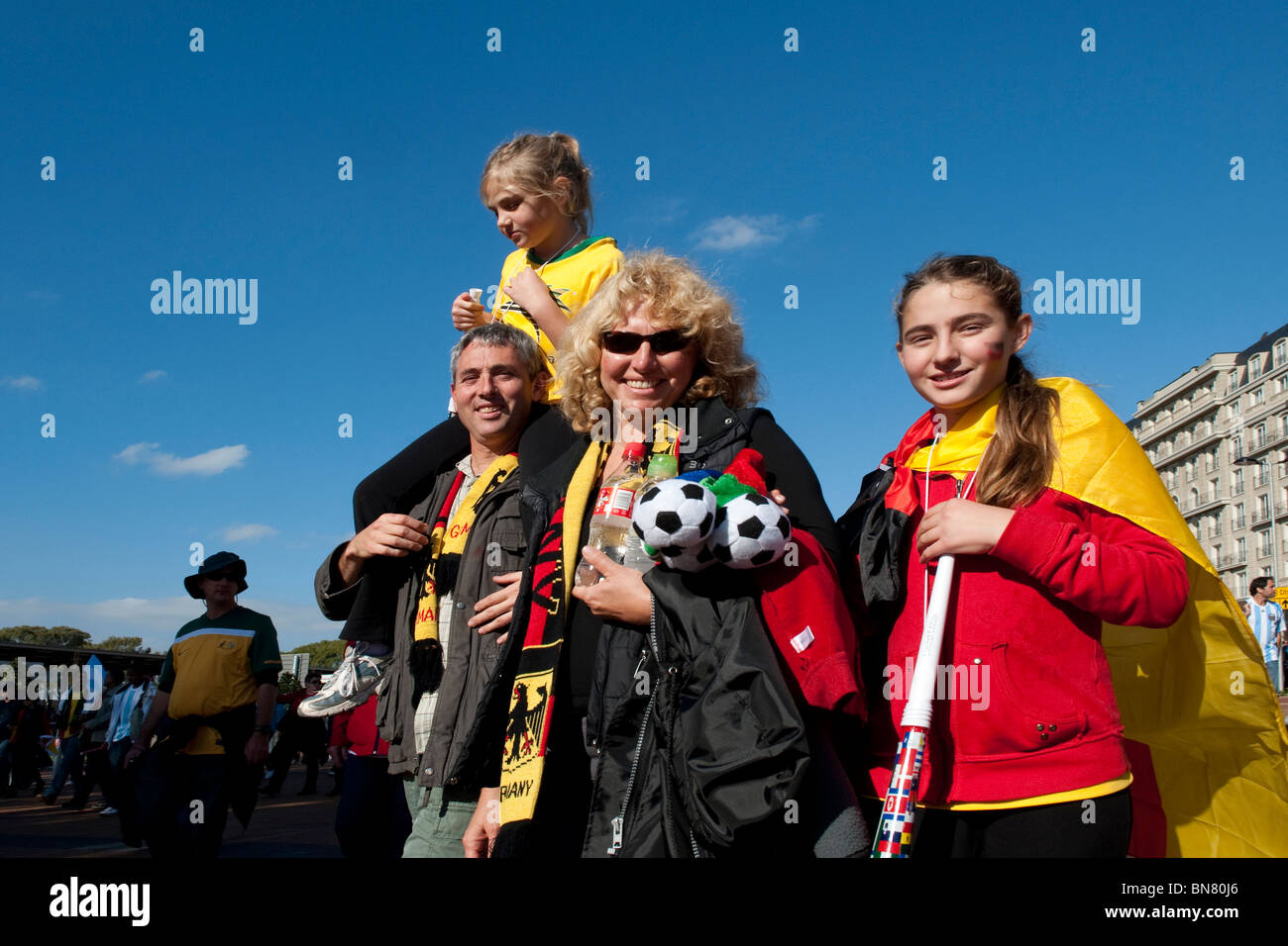 German football supporters on their way to the stadium World Cup 2010 ...